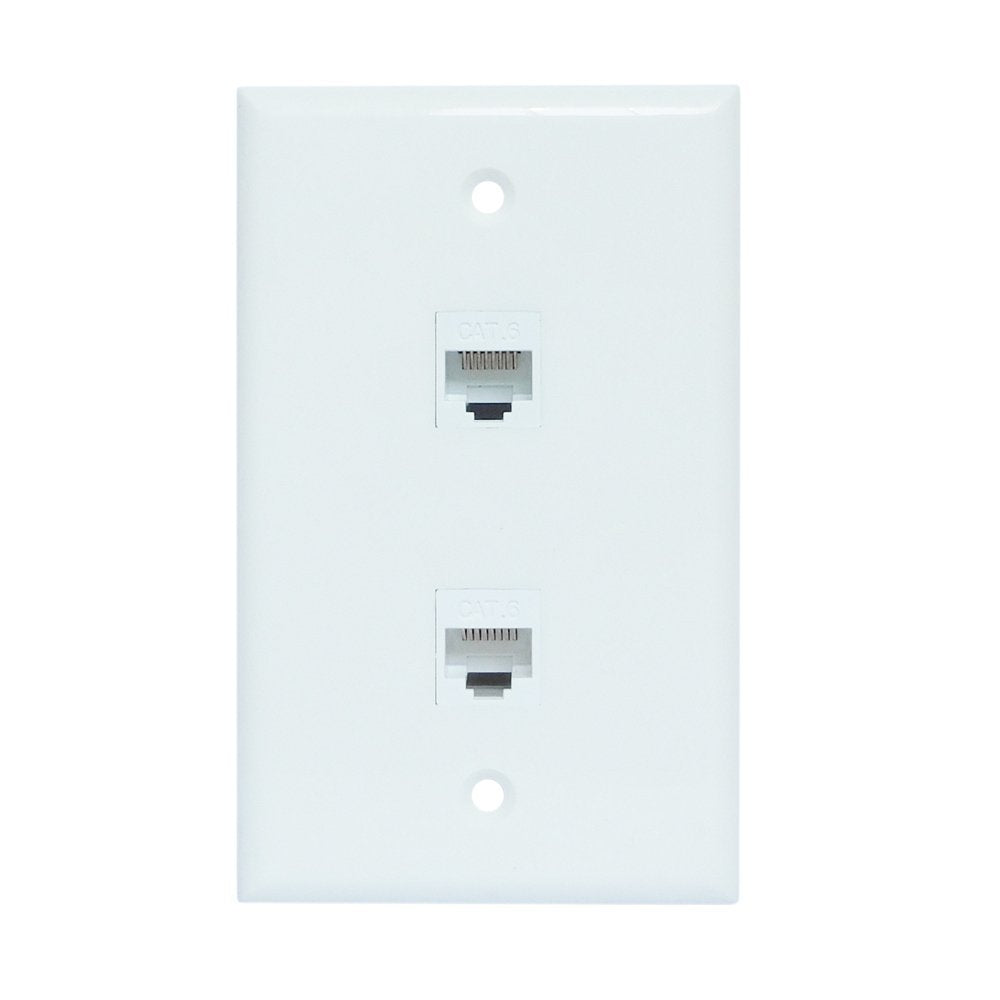 Ethernet Wall Plate 2 Port Cat6 Ethernet Cable Wall Plate Adapter ...